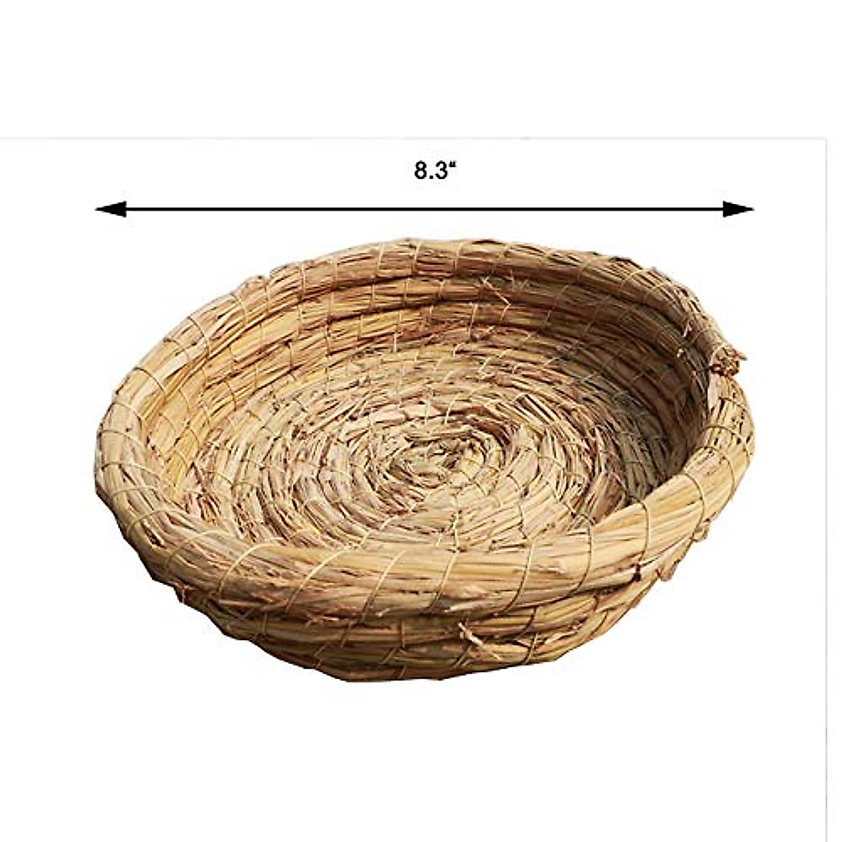 Orgrimmar 2PCS Handmade Woven Flat Base Straw Bird Nest Breeding Nest Hatch House Cage for Dove, Pigeon, Parrot, Rabbits, Hamster, Gerbil Guinea Pig, Chinchillas