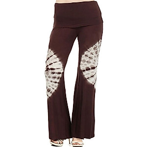 SugarRock Women Paisley Palazzo Pants Fold-Over Waist Wide Leg