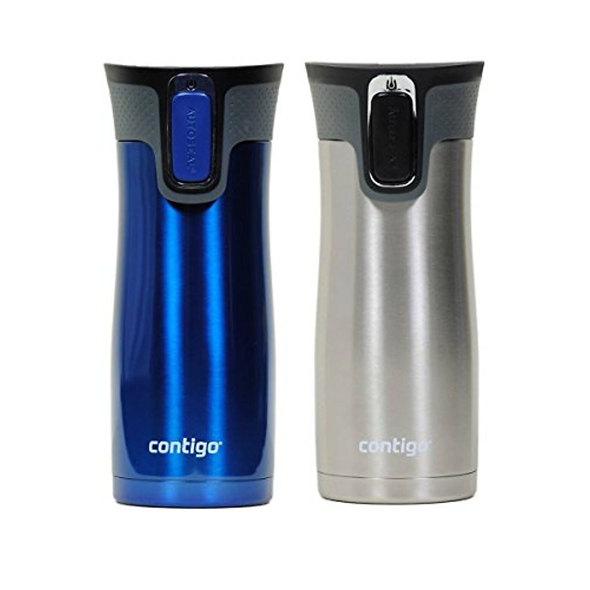 Contigo West Loop Stainless Steel Vacuum-Insulated Travel Mug with Spill-Proof Lid, Keeps Drinks Hot up to 5 Hours and Cold up to 12 Hours, 16oz 2-Pack, Monaco & Steel