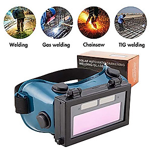 Holulo Auto Darkening Welding Goggles with Clear Inner Lenses Welding Helmet Solar Welder Eyes Glasses Flip Up Lens Eye Protection (Dark Green)