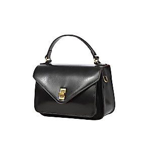 Leather Bags Purses and Handbags Shoulder Bags for Women Soft Leather Ladies Crossbody Bag Wax Skin Bag Retro Classic Style (Black)