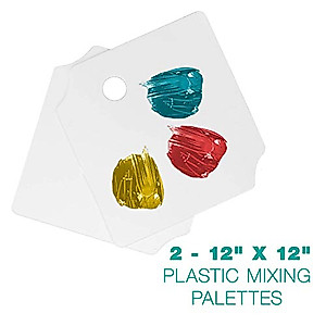 Custom Shop 12" x 12" Autobody Filler Plastic Mixing Board/Pallete (Pack of 2) with 5 Inch Body Filler Spreaders (Pack of 10) for Automotive Body Fillers, Putties and Glazes
