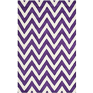 SAFAVIEH Cambridge Collection 5' x 8' Purple / Ivory CAM139K Handmade Chevron Premium Wool Area Rug