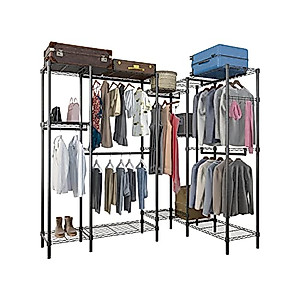 QORYX QR 4 , Closet Organizer Metal Garment Rack Portable Clothes Hanger Home Shelf (70.5 x 15.7 x 76.8) ” , Powder Coating , Carbon steel, Black