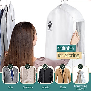 Premium 40” Short Cotton Garment Bag For Hanging Clothes And Storage | Wide 6” Gusset & 4 Cedar Blocks For Fresh Smell And Moth Protection | Best For Suits, Fur Coats, Leather Jackets, Sweaters.