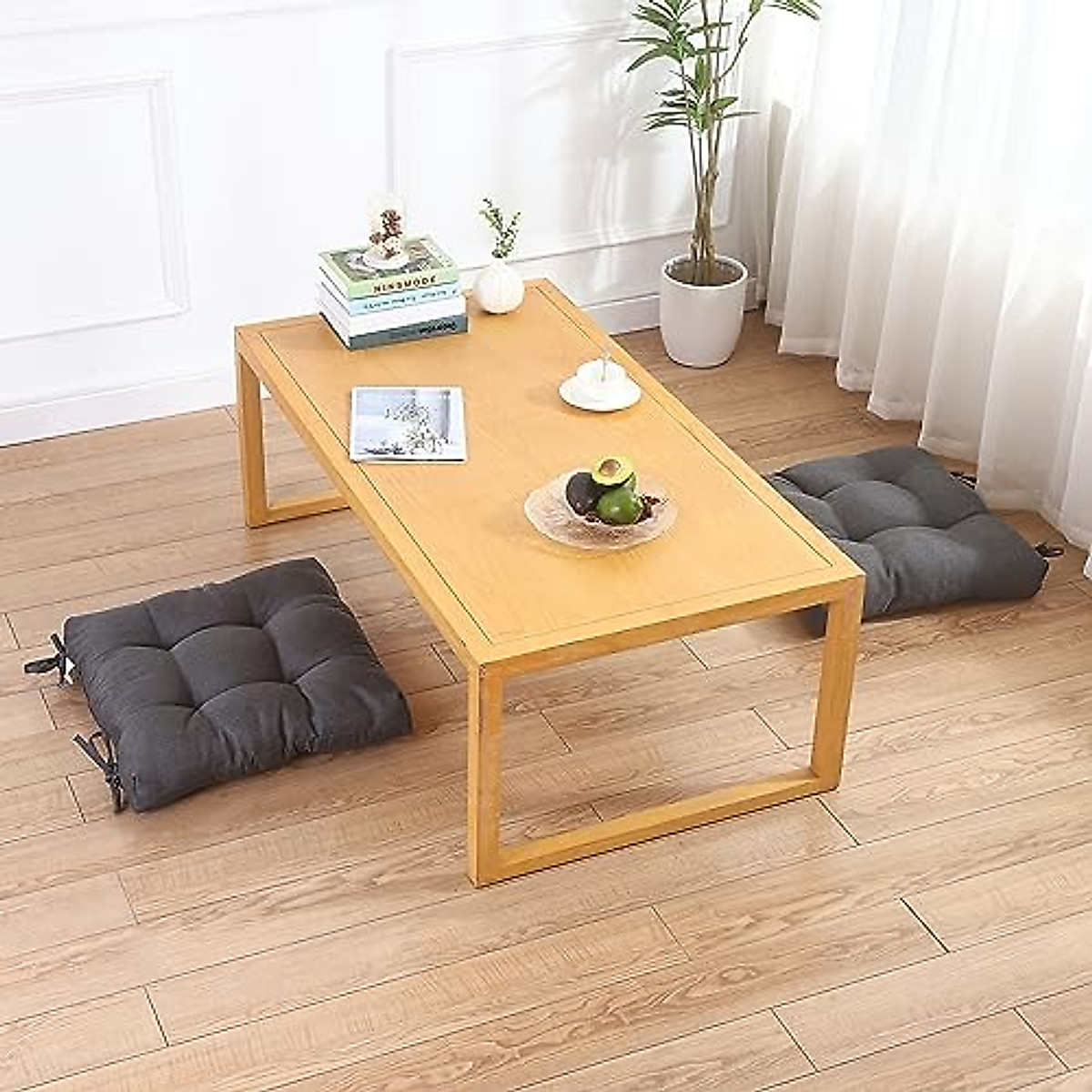 Faible Poisson Outdoor Chair Cushions Set of 2, Patio Furniture Floor Cushions, 21 x 21 Inch Square Seat Back Tufted Cushion, Dining Chairs Pads, Gark Grey