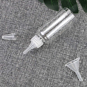 Oopsu 30 Pack Plastic Bottle Pointed Mouth Top Cap with 2 Funnels for Shampoo,Lotions,Liquid Body Soap,Cream (2 oz)