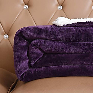 NANPIPER Sherpa Blanket Twin Thick Warm Blanket for Winter Bed Super Soft Fuzzy Flannel Fleece/Wool like Reversible Velvet Plush Blanket (Purple Twin Size 60"x80")