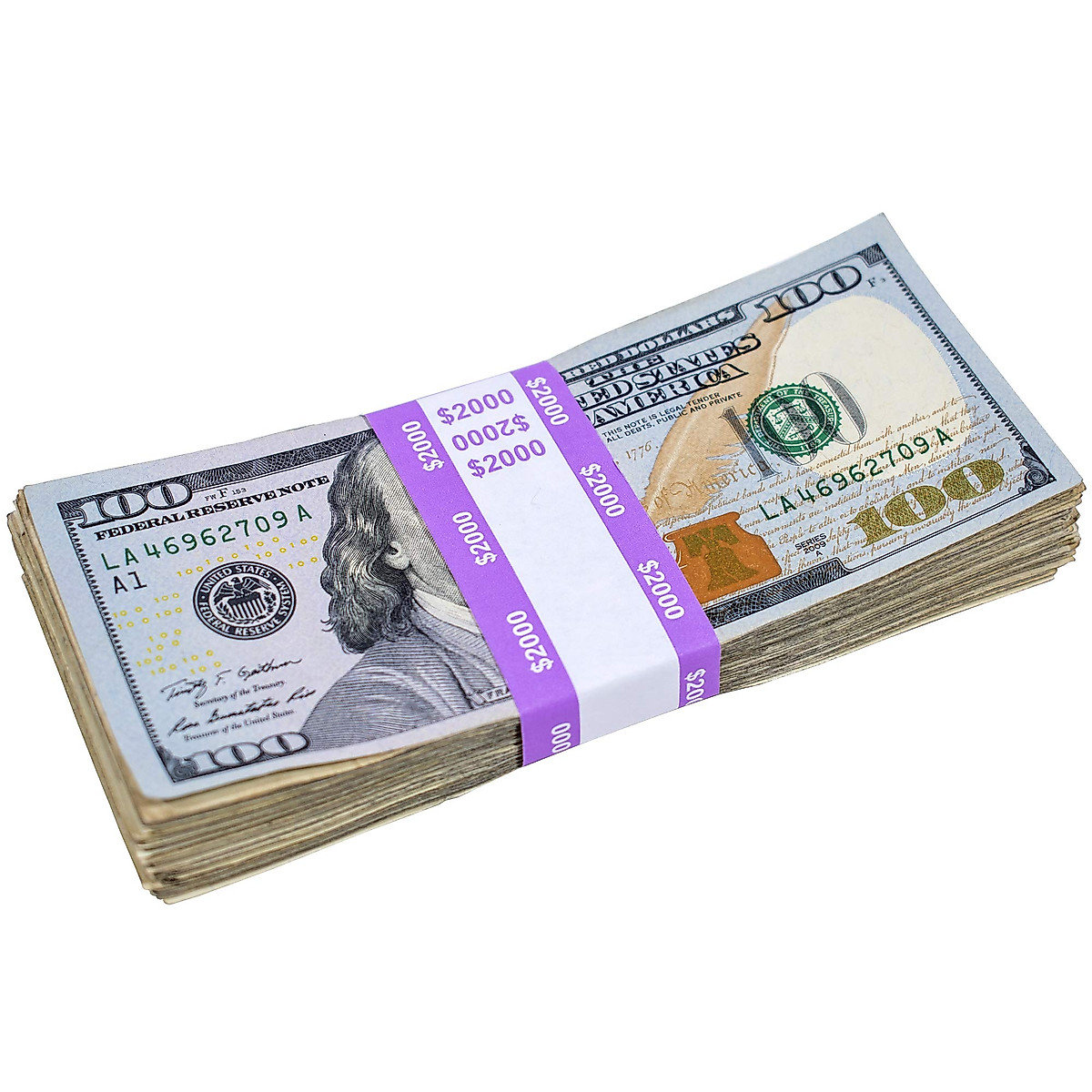 Royal Sovereign $2000 Currency Straps, Violet, 1000 Count (RMCS-2000)