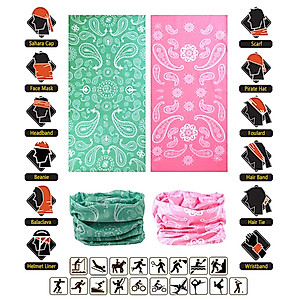 VANCROWN Headwear Wide Headbands Scarf Head Wrap Mask Neck Warmer (9PC.Paisley Series.1)