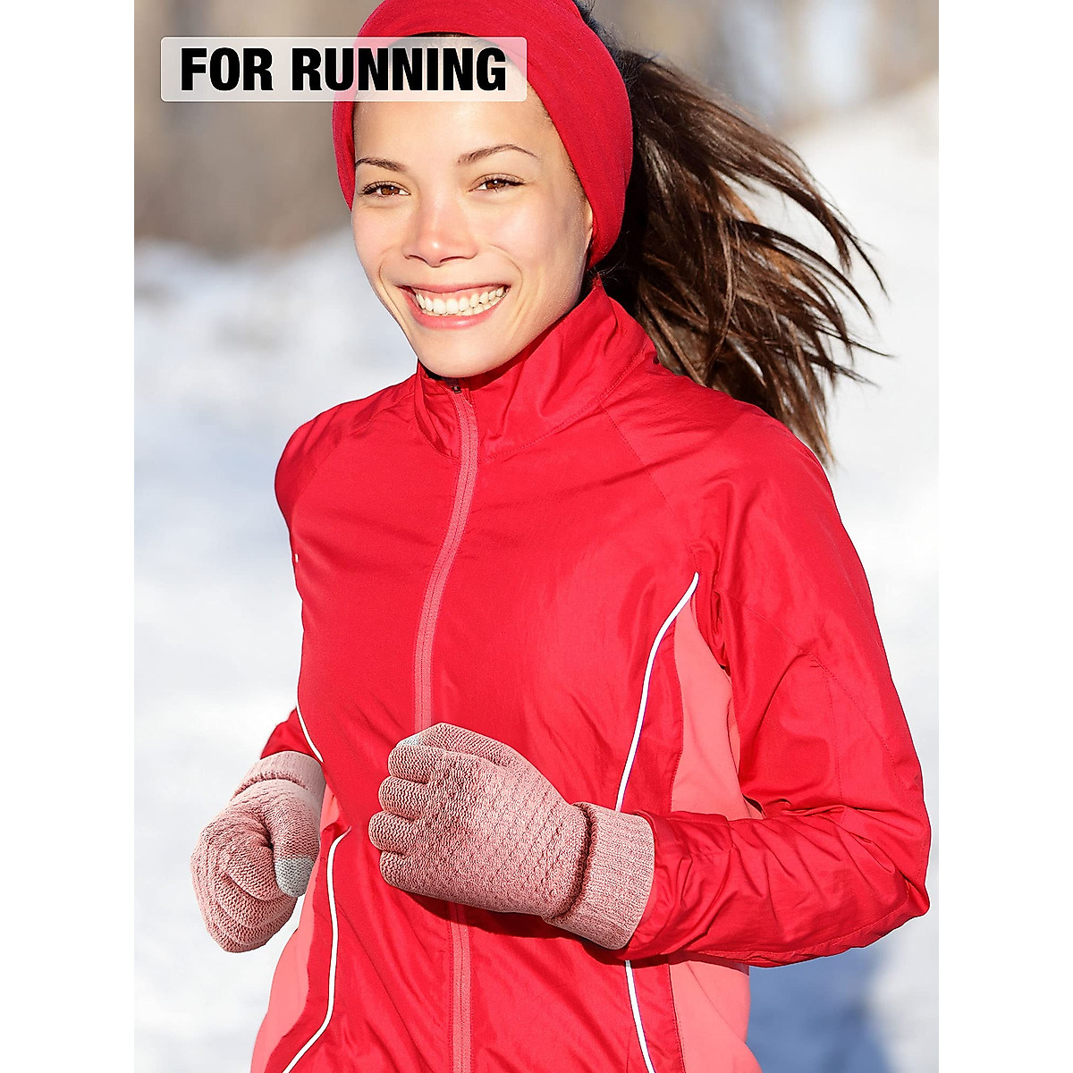 SATINIOR 6 Pair Women Winter Touch Screen Gloves Warm Fleece Lined Knit Gloves for Women(Black, Gray, Pink, Beige, White, Wine Red)