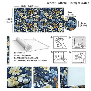 Luvdecor Peel and Stick Boho Wallpaper Removable Wallpaper Renter Friendly Wallpaper for Bedroom Bathroom Leaf Floral Contact Paper for Cabinet Accent Wall Home Decor 17.7 * 118 in