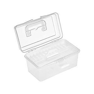 mewmewcat art box with handle,Clear Plastic Art Storage Box Watercolor Oil Painting Supplies Multipurpose Case Portable for Artists, White