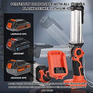 Taingwei 2000LM LED Work Light for black and decker 20v lithium battery, 25W Flashlight for Camping, Car Repairing, Emergency and Job Site Lighting
