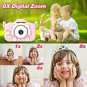 Goopow Kids Camera Toys for 3-8 Year Old Girls Boys,Children Digital Video Camcorder Camera with Cartoon Soft Cover, Best Chritmas Birthday Festival Gift for Kids - 32G SD Card Included