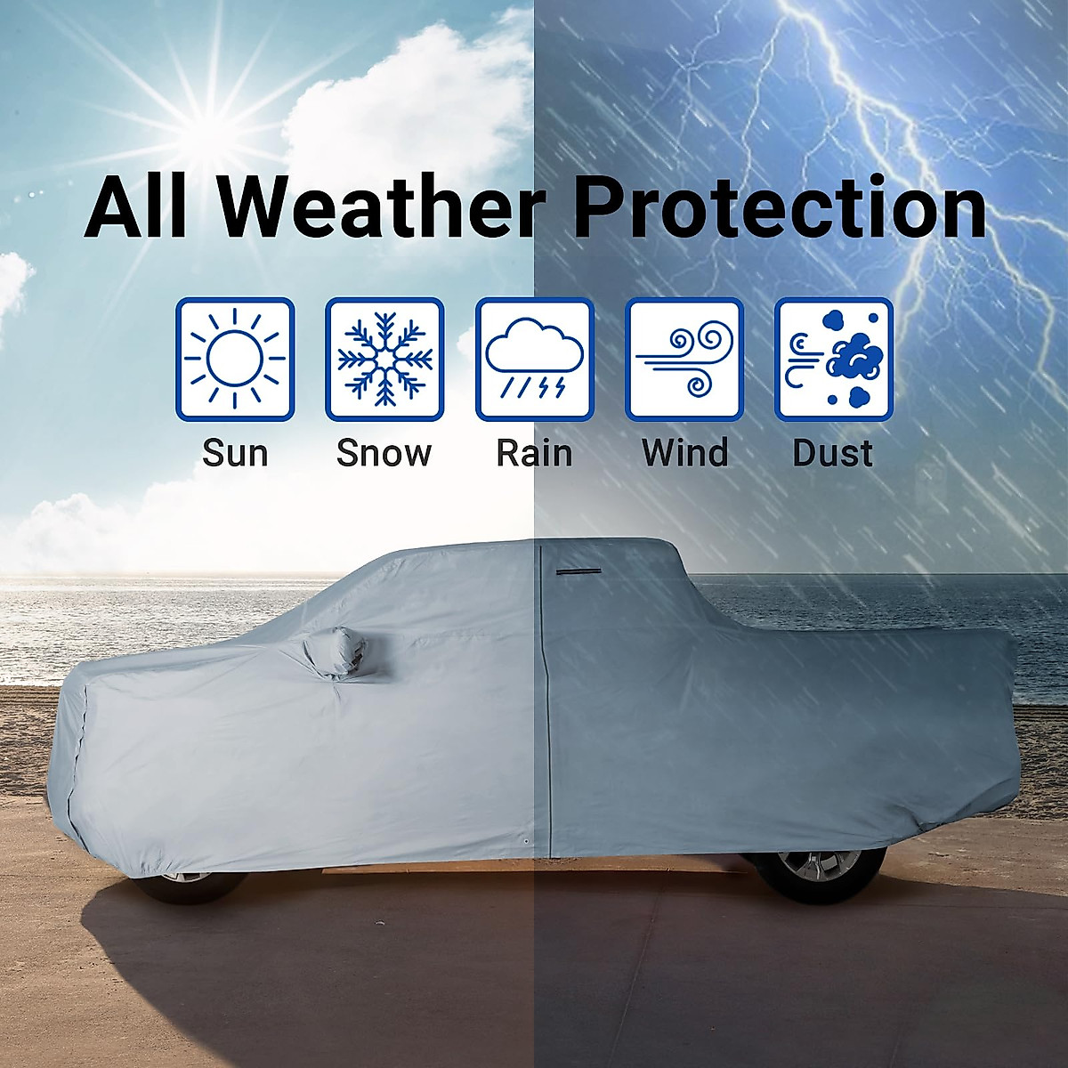 iCarCover Premium Truck Cover for Ford F-250 1973-1979 Regular Cab 6.5 ft. Short Bed Waterproof All Weather Rain Snow UV Sun Hail Protector for Automobiles Full Exterior Indoor Outdoor Truck Cover