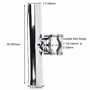 NovelBee 2pcs Boat Fishing Rod Holder,Stainless Tournament Style Clamp on Fishing Rod Pole Holder for Rails 1-1/4" to 2"