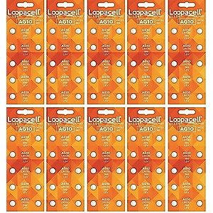 LOOPACELL AG10 LR1130 SR1130SW Alkaline Button Cell 100 Batteries