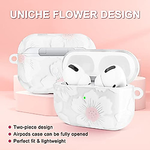 MOLOVA Airpods Pro Case Flower with Keychain Cute Floral Print Airpod Pro Protective Hard Case Cover for Apple Airpod Pro Charging Case LED Visible (Morning Glory)