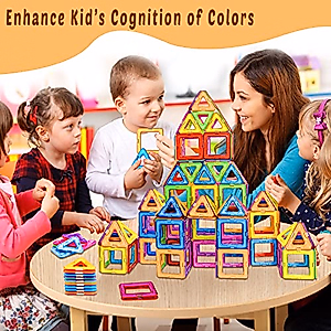 Magnetic Tiles for 3 4 5 6 7 8+ Year Old Boys Girls Upgrade Magnetic Building Blocks Set Educational STEM Toys Christmas Birthday Gift Toys for 3+ Year Old Boys and Girls (40PCS Magnetic Tiles)