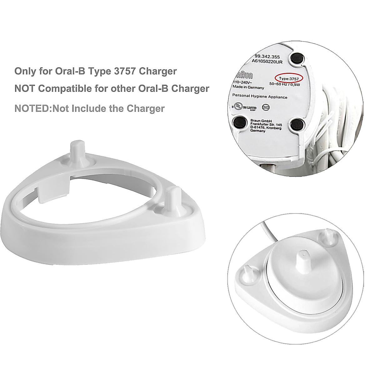 Electric Toothbrush Head Holder/Toothbrush Charger Base Stand for Oral-B and 4pcs Round Toothbrush Head Cover