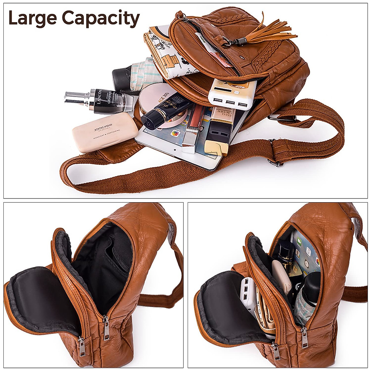 Peicees Sling Bag for Men & Women Sling Backpack With USB Charge Port Hiking Backpack Bag Waterproof Shoulder Crossbody Bags