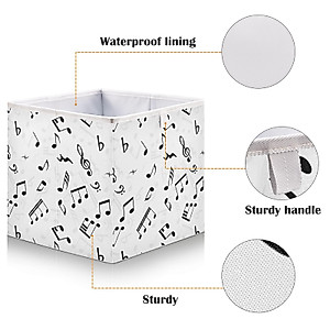 Sletend Cube Storage Bins Phonic Notes Music Collapsible Storage Baskets Foldable Fabric Storage Box for Clothes, Toys 11" x 11" x 11"