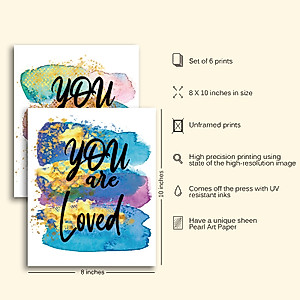 MTL HOE Girls Room Wall Decor Art Prints, Positive Quotes Kids Room Wall Art, Posters For Teen Girls Room, Girls Wall Decor Posters for Bedroom, Nursery Room, Playroom (Set of 6 8 X 10 In Unframed)