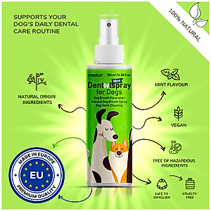 Moofurr Natural Fresh Breath Dental Spray 3.38 fl.oz - Dog Breath Spray I Mint Dog Breath Freshener I Dog Teeth Cleaning
