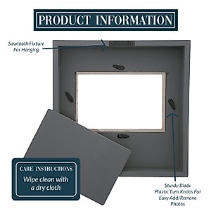 Pavilion - Out Fishing Wood Tabletop Picture Frame, Holds 4 x 6-inch Photo, Rustic Picture Frames, River Vacation Photo Frame, Fishing, 1 Count, 8.75 x 8.75 inches Overall in Size,Gray