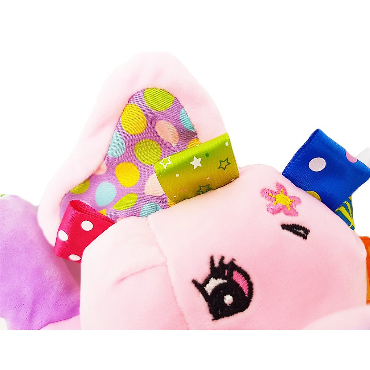 Zocita Baby Musical Stroller Toys Cute Animal Rattle Plush Crib Doll for Infant Toddler Kids (Pink Elephant)