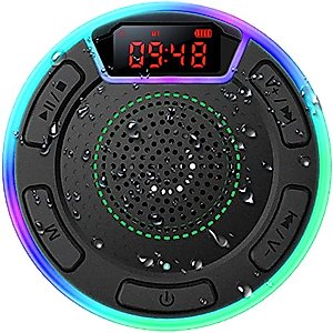 DUOTEN IPX7 Waterproof Speaker, Portable Bluetooth 5.0 Wireless Speaker with Suction Cup Shower Speaker, Longer Playtime RGB Lights, 360° Surround Sound Rich Bass for Outdoors, Travel, Pool, Beach
