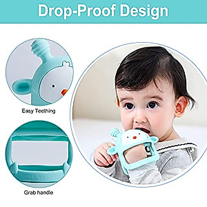 COZYPANDA Baby Teether, Teething Toys for Babies 0-6 Months, Never Drop Baby Teething Toys, Silicone Teether Toys, Infant Toys, Teething Pacifier, Baby Chew Toys for Teething Relief, BPA Free(Green)