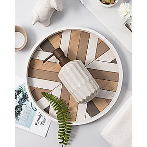 Fun Elements Bathroom Soap Dispenser, 16 Oz Luxurious Hand soap Dispenser for Bathroom, Ceramic Liquid Soap Dispenser for Bathroom Countertop with Plastic Pump, Silicone Funnel (Wooden Color Pump)