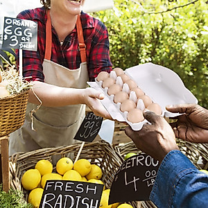 LOEQIAN 30 Pack 12 Count White Pulp Egg Cartons, Blank Cardboard Egg Cartons with 100 Egg Labels, One Dozen Egg Holder Container Organizer for Home, Kitchen, Farmhouse, Sturdy & Reusable