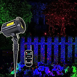 LedMall Christmas Laser Projector Lights Outdoor, Motion Firefly Red, Green and Blue with Remote Control and Security Lock