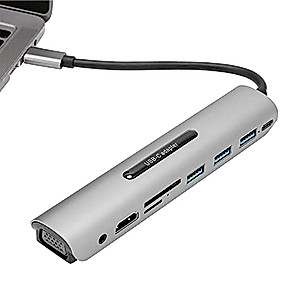 9 in 1 TypeC to Multi Interface Hub,TypeC Docking Station TypeC to HD Multimedia Interface/VGA/USB3.0/PD Adapter with 4K HD Output,Plug and Play