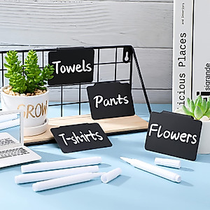 Plastic Basket Bin Label Clip on Removable Basket Label Kitchen Pantry Basket Label Clip with White Chalk Markers for Storage Fabric Bin Basket Box Hanging Bin Clip Label (18 Pieces)