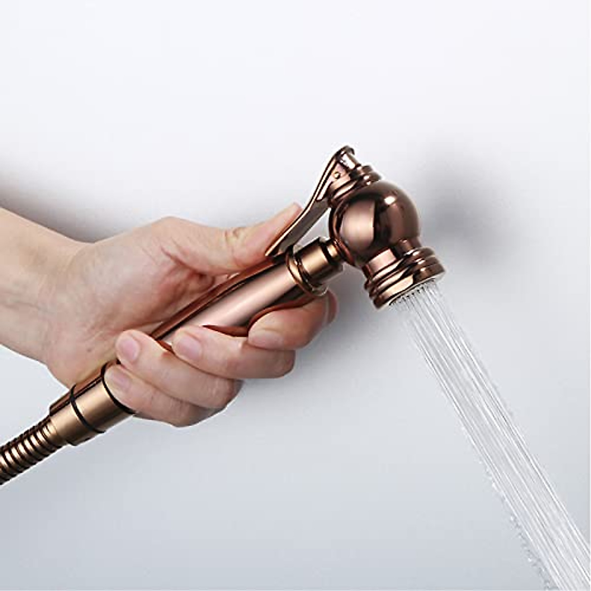 MINJING Bidet Sprayer for Toilet Rose Gold, Baby Cloth Diaper Sprayer for Toilet, Brass Wall Mounted Bidet Faucet for Personal Hygiene, Pet Clean