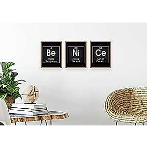 Be Nice Periodic Table of Elements Print, Set of THREE 8"x10" Unframed Inspirational Science Poster, Chemistry Art Ideal for Science Lab, Classroom or Home Decor