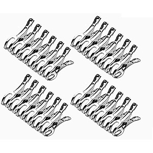 Pealeep 24 Pack 3.54 Inch Beach Towel Clips Clamps Stainless Steel,Giant Clothes Pins,Windproof Clips Clothes Pin Hanger,Metal Clip