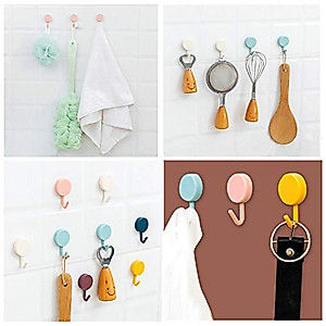 Sticky-Hooks Adhesive Hangers Bathroom Kitchen - Zhiweikm 10 Pack Adhesive Color Sticky Hooks Key Hook for Walls Damage Free, Waterproof Utility Hook for Kitchen and Bathroom (White+Black)