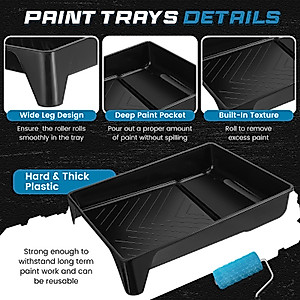 Geelin 50 Pcs 9 Inch Paint Tray Liner Paint Roller Tray 48 Pcs Disposable Paint Pan Tray Paint Roller Frame with Handle for Home Walls Furniture Household Painting Improvement Supplies