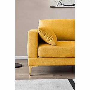 TURRIDU 93" Modular Sectional Sofa Couch with Convertible Ottoman, Modern Sectional Sofa Couch with Golden Metal Legs, 3 Seat L-Shape Sofa Couch for Living Room, Apartment, Bedroom