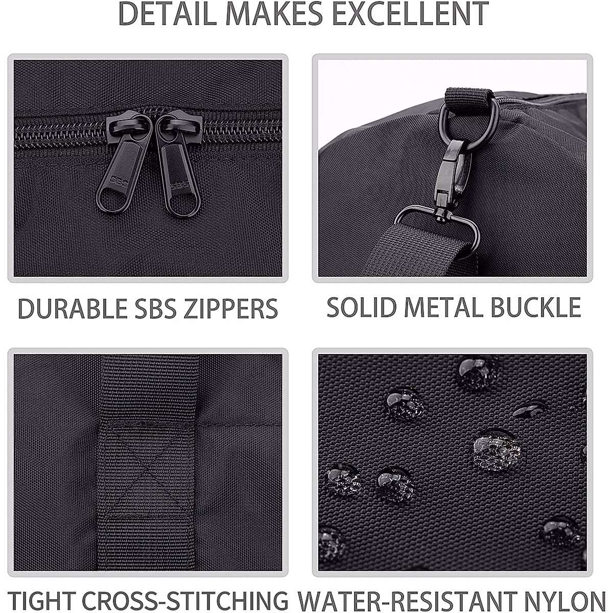 Vorspack Duffel Bag 24 Inches Foldable Lightweight Gym Bag with Inner Pocket for Travel Sports - Black