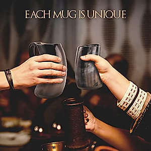 VIKING CRAFT Drinking Horn Mug - Hand Crafted 20oz Beer Mug Set with 2 Horn Cups - Great Viking Gifts for Men, Viking Decor Beer Stein, Norwegian Mead Tankard Mug, Medieval Viking Mug, Coseplay, LARP