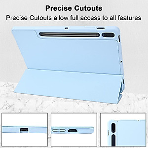 COO Case for Samsung Galaxy Tab S8 Plus/S7 FE/S7 Plus with S Pen Holder, Premium PU Leather Stand Folio Tablet Case for Galaxy Tab S8+ 2022/S7 FE 2021/S7 Plus 2020 12.4” (Blue)