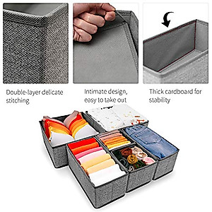 12 Pack Sock Underwear Drawer Organizer Dividers, Foldable Fabric Dresser Drawer Organizers for Clothing, Sock, Undies, Bra, Belt, Tie, Scarf