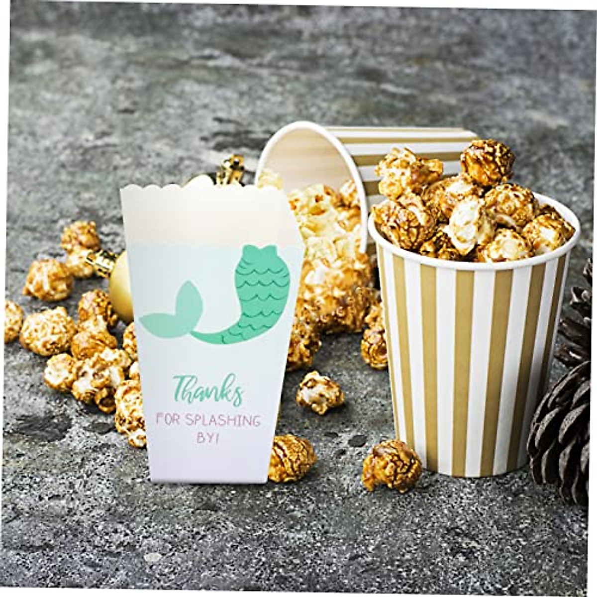 24pcs Popcorn Box Popcorn Box Snack Gift Box Mini Gift Bags for Favors Mini Gift Boxes Food Container Mermaid Popcorn Bucket Candy Table Containers Disposable Popcorn Paper Cup