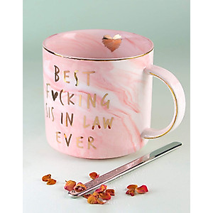 VILIGHT Best Sister in Law Ever Funny Gifts Mug - Pink Marble Ceramic Coffee Cup 11.5 Oz